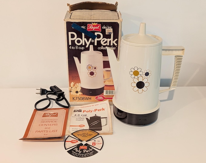 1970s Vintage Regal Poly Perk in Box, WORKS 4-8 Cup Automatic Electric Coffee Maker, Percolator ...