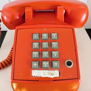 1970s Vintage Orange Push Button Landline Telephone, WORKS, Corded ...