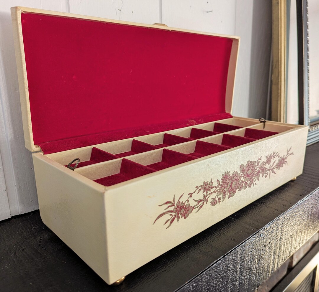 Mid Century Vintage Lady Buxton Large Jewelry Box, Red and Gold Roses ...