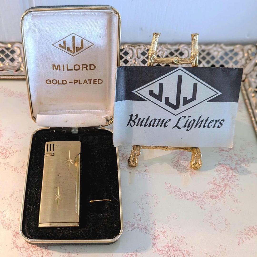 1960s Vintage JJJ Milord Gold Plated Butane Lighter in Original Box and ...