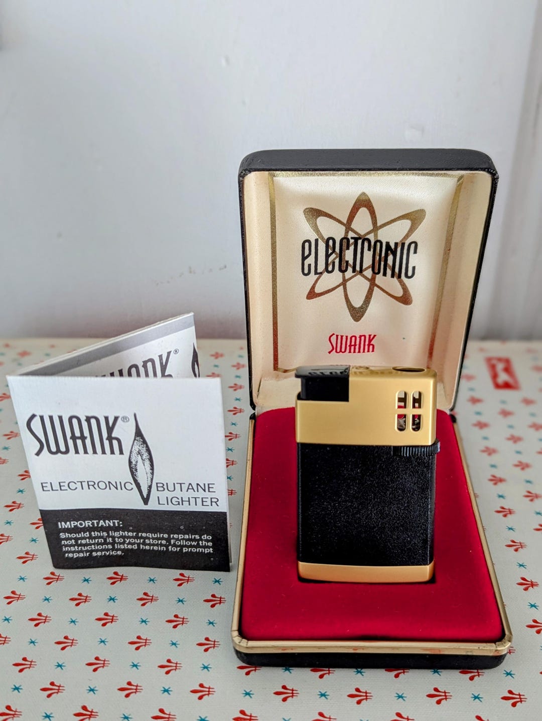 1960s Vintage Swank Black and Gold Electronic Butane Lighter in ...