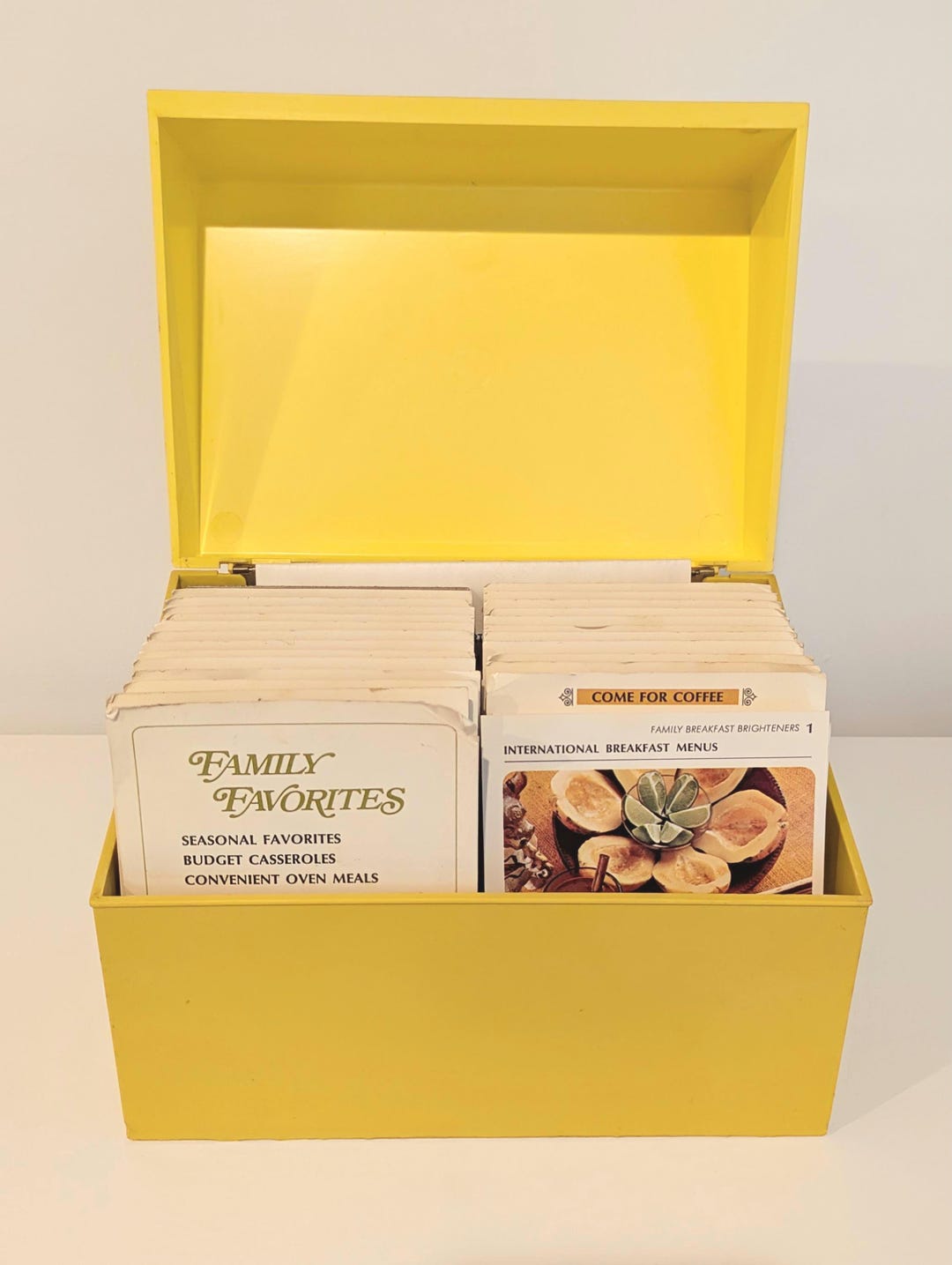 1971 Betty Crocker Recipe Card Library, 2 Toned Yellow Recipe Box, Full ...