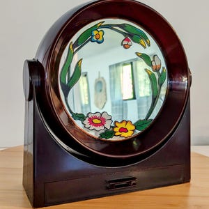 1970s Vintage Musical Vanity Mirror, Makeup Mirror, Wind up Musical ...