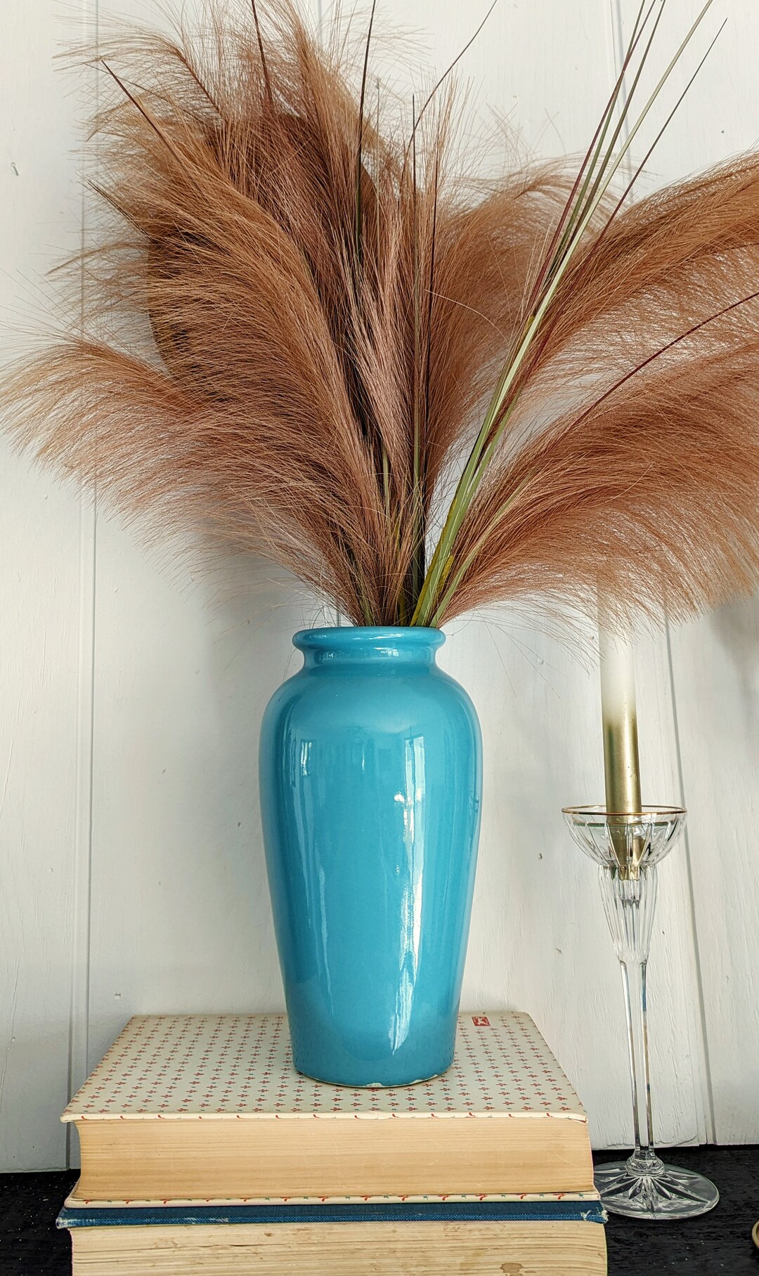 Vintage Ceramic Large Vase, Turquoise Glaze - Etsy