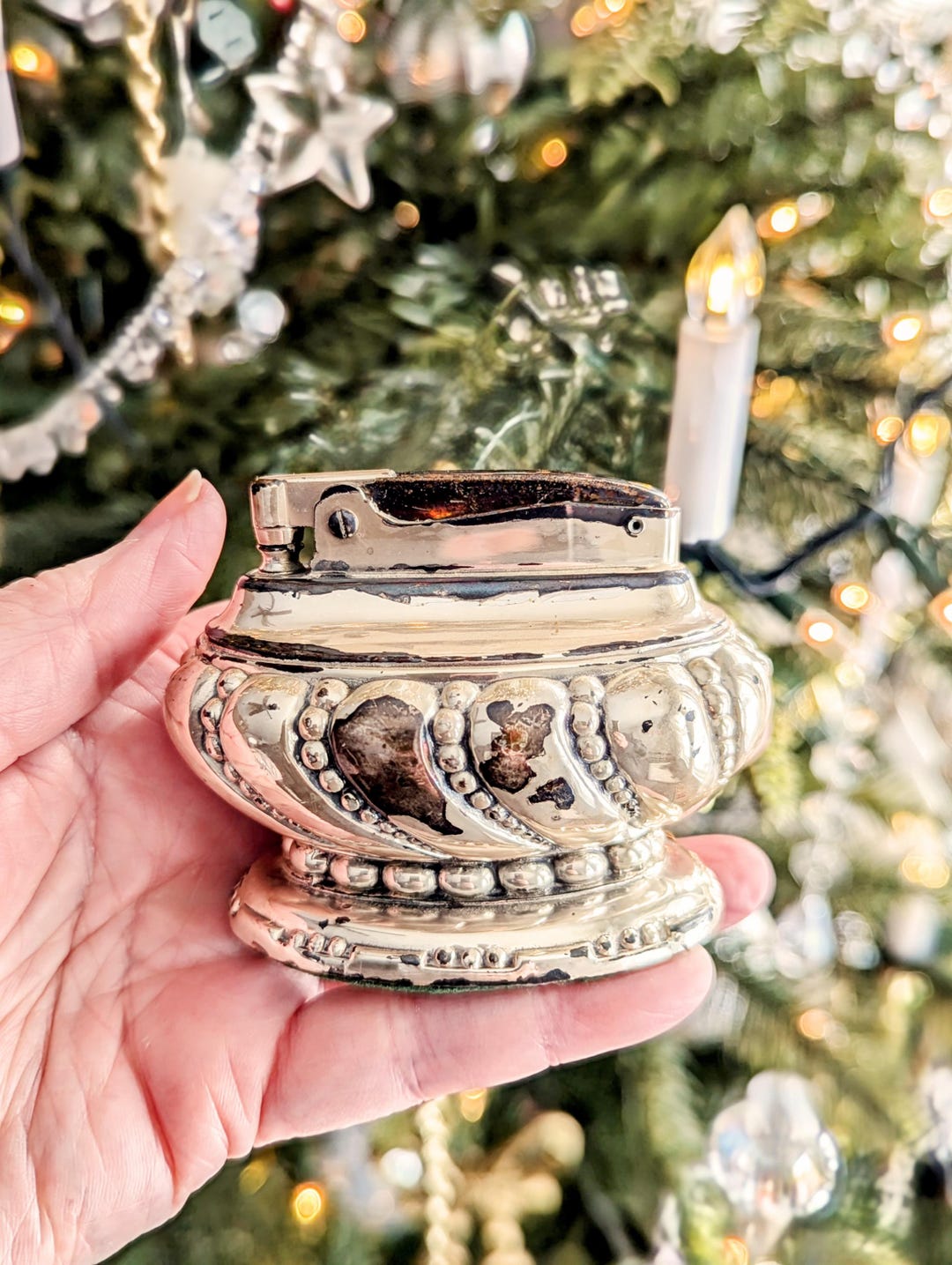 Mid Century Vintage Ronson Crown Table Lighter, Silver Tone With Patina ...