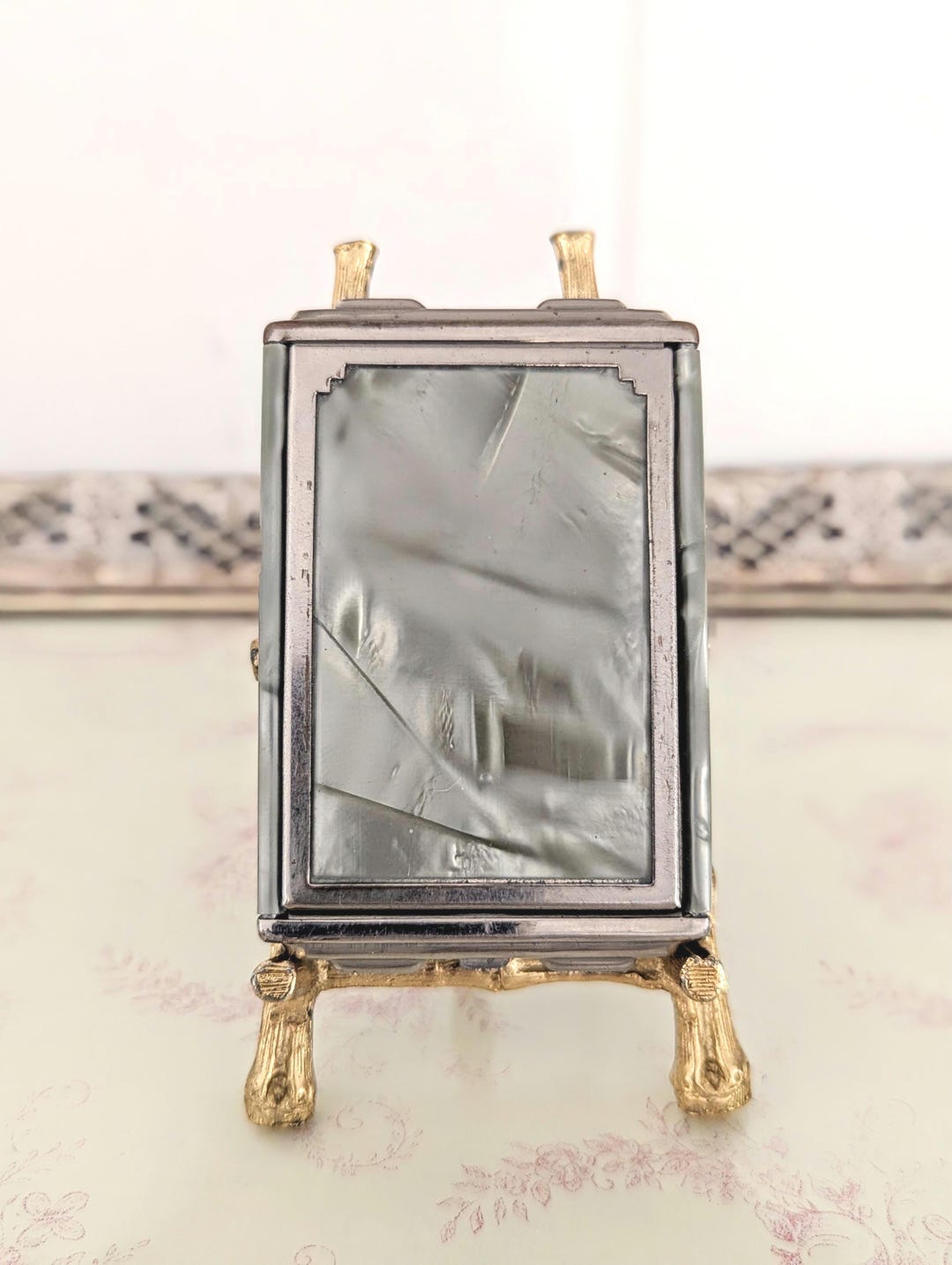 1940s Vintage Art Deco Double Vanity Powder Compact Mirror and Rouge With Puffs by Girey, Silver ...