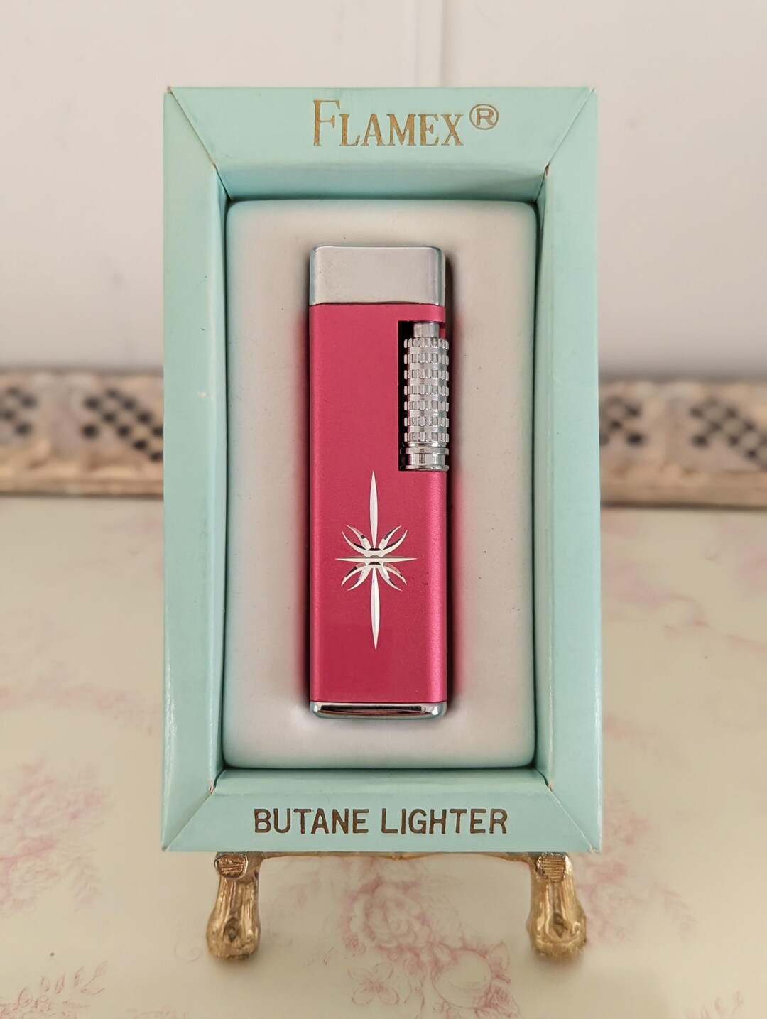 NOS Mid Century Vintage Pink Slidematic Butane Lighter by Flamex in ...