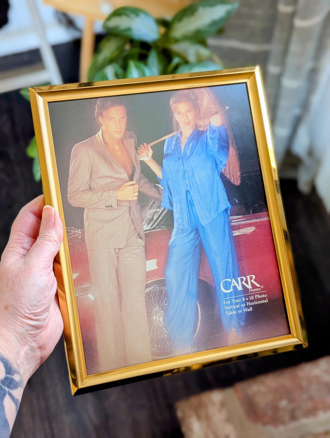 1980s Vintage 8x10 Brass, Ribbed Gold Tone Picture Frame, Wall Hang ...