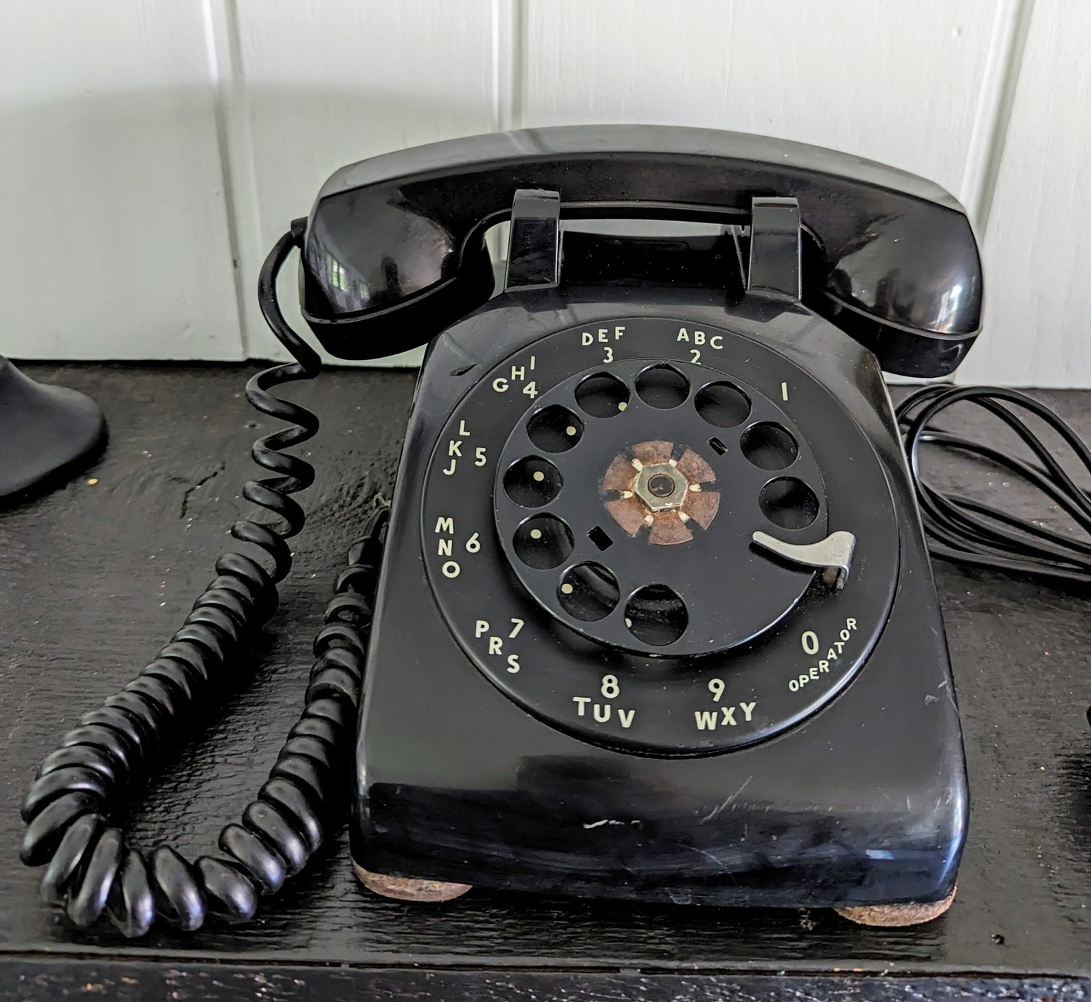 Vintage 1956 Western Electric Black Rotary Dial Telephone, Bell System ...