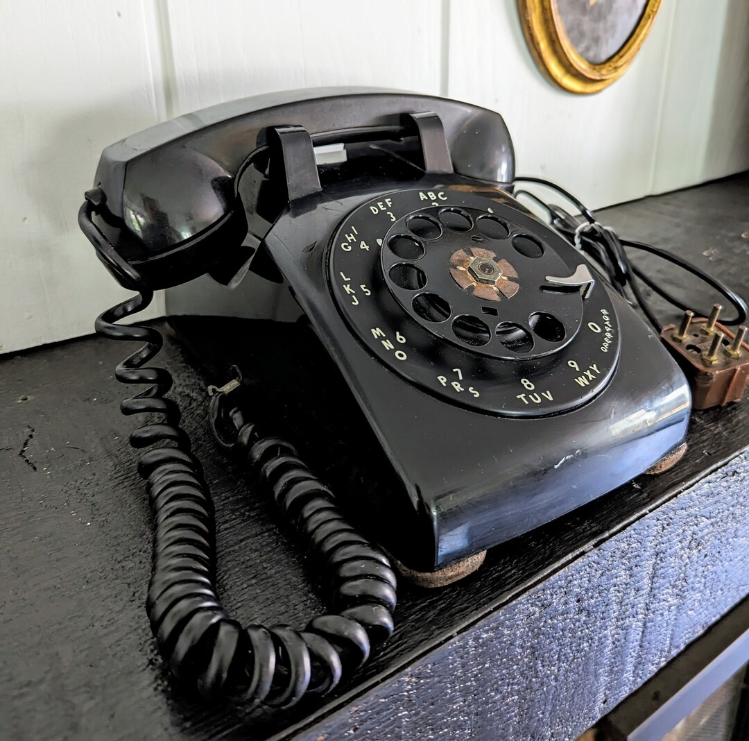 Vintage 1956 Western Electric Black Rotary Dial Telephone, Bell System ...