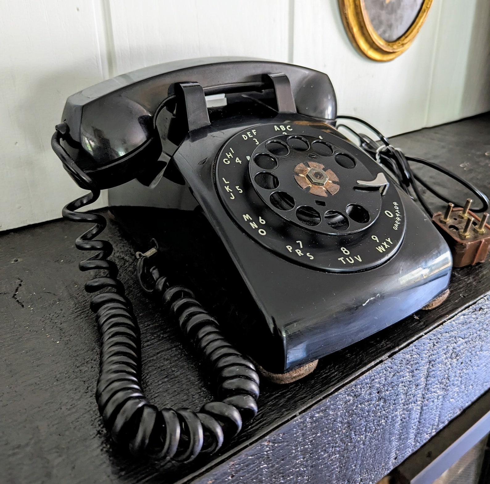 Vintage 1956 Western Electric Black Rotary Dial Telephone, Bell System ...