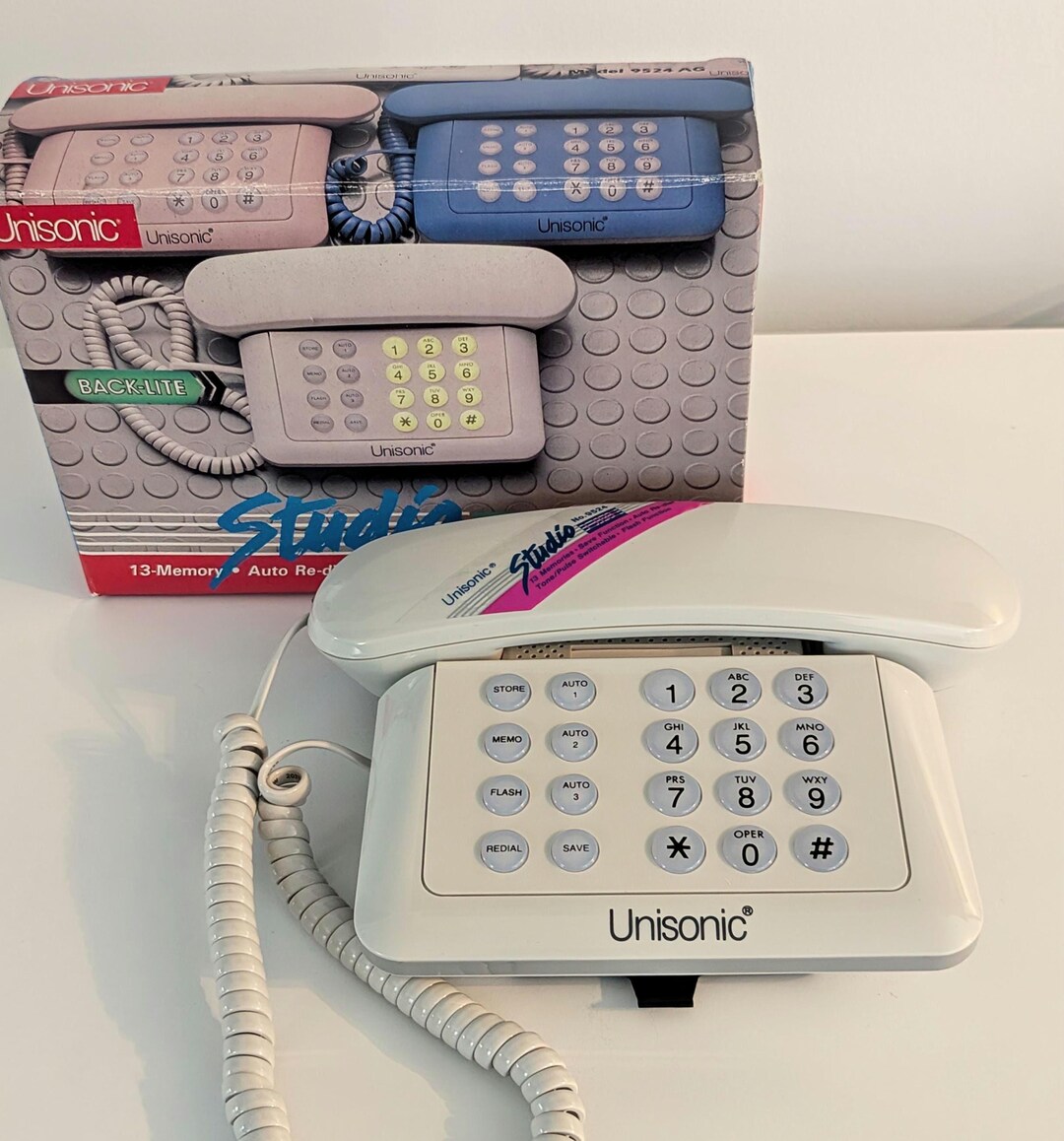 NOS 1980s Vintage Unisonic Studio Line Landline Telephone, White, WORKS ...
