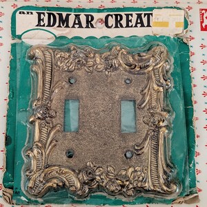 NOS MCM Vintage Ornate Gold Brass Double Toggle Light Switch Cover in ...