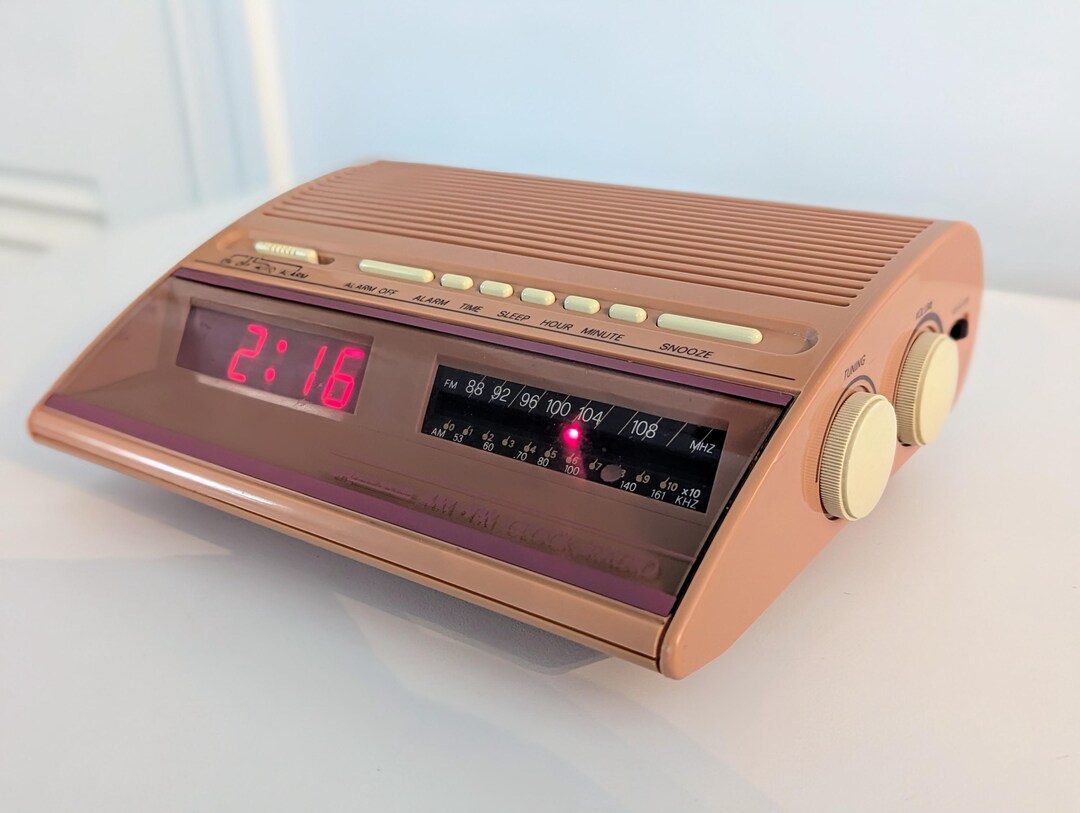 1980s Vintage Pink and Purple Sears Am/fm Digital Clock Radio, WORKS, SR 3000 Series, Retro ...