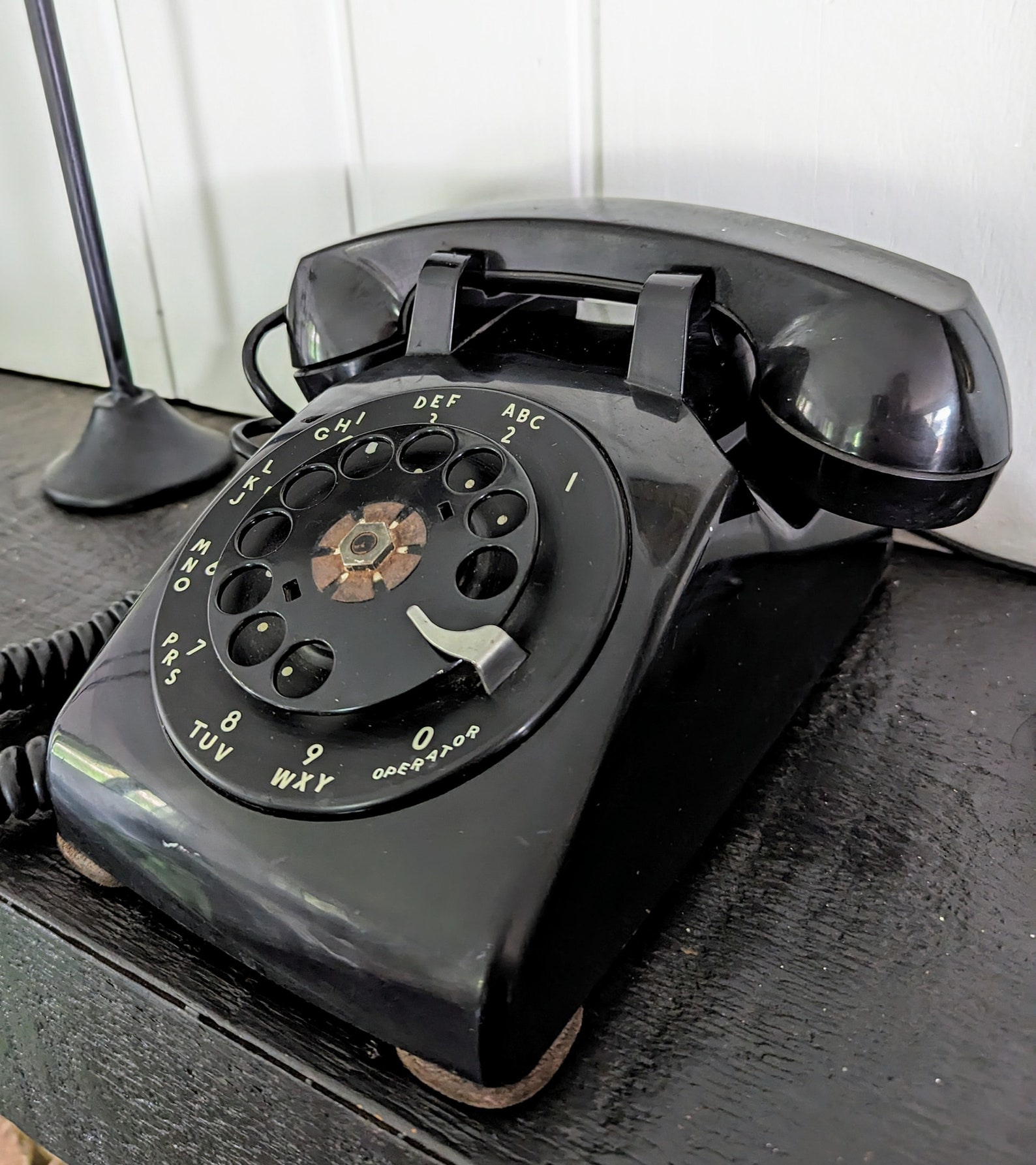 Vintage 1956 Western Electric Black Rotary Dial Telephone, Bell System ...