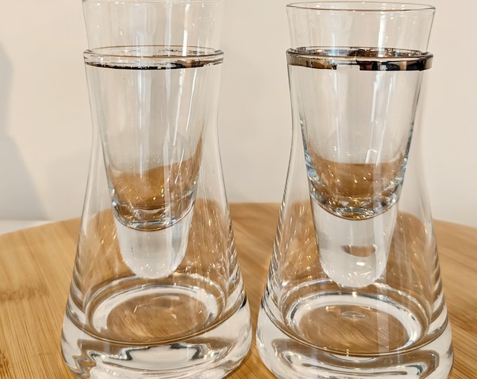 Mid Century Vodka Chiller Shot Glass Set/barware/vintage Shot Glasses ...