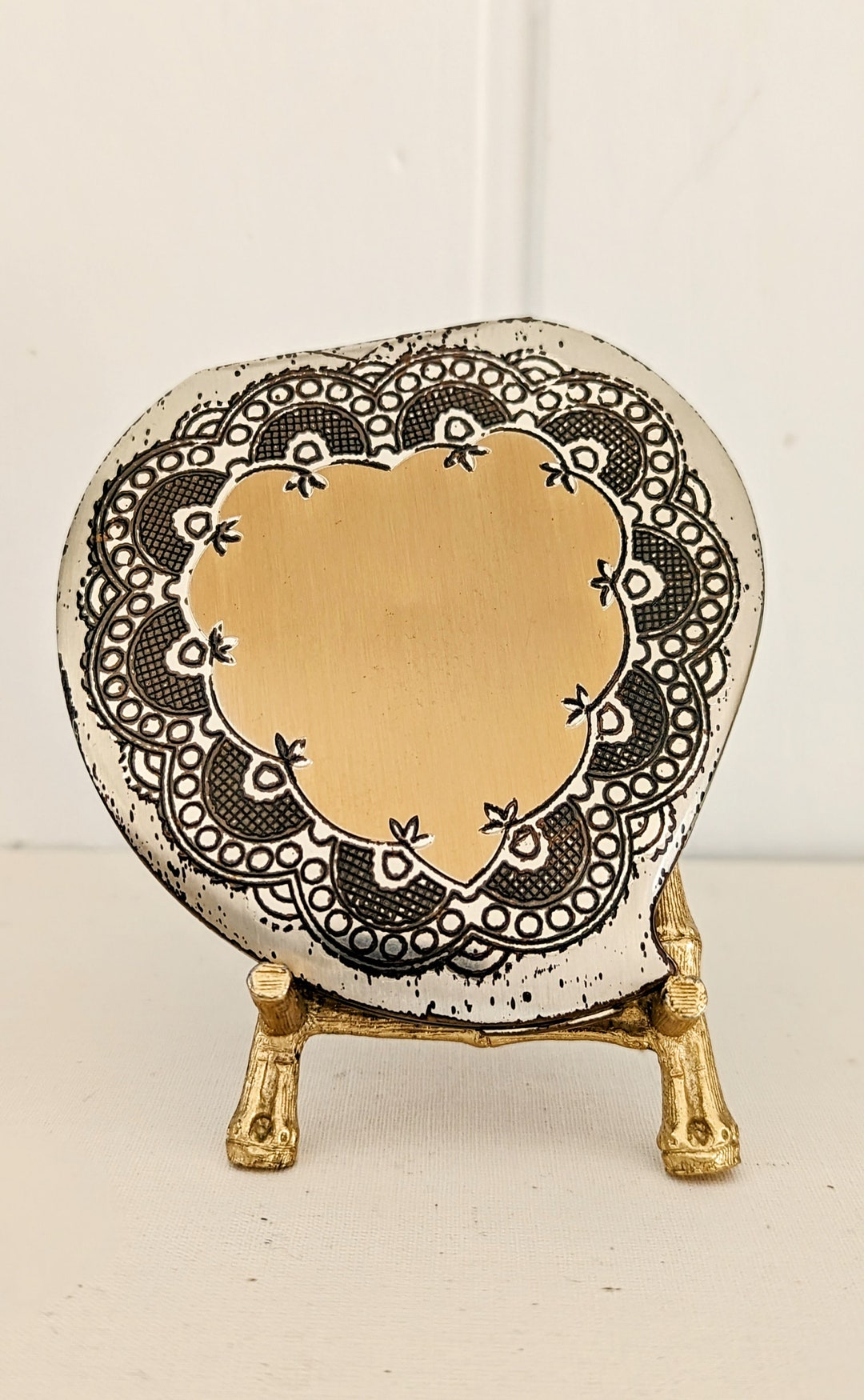 Vintage Compact, 1949 Elgin American Heart Shaped Powder Compact Mirror ...