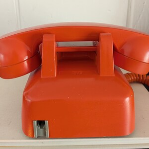 1970s Vintage Orange Push Button Landline Telephone, WORKS, Corded ...