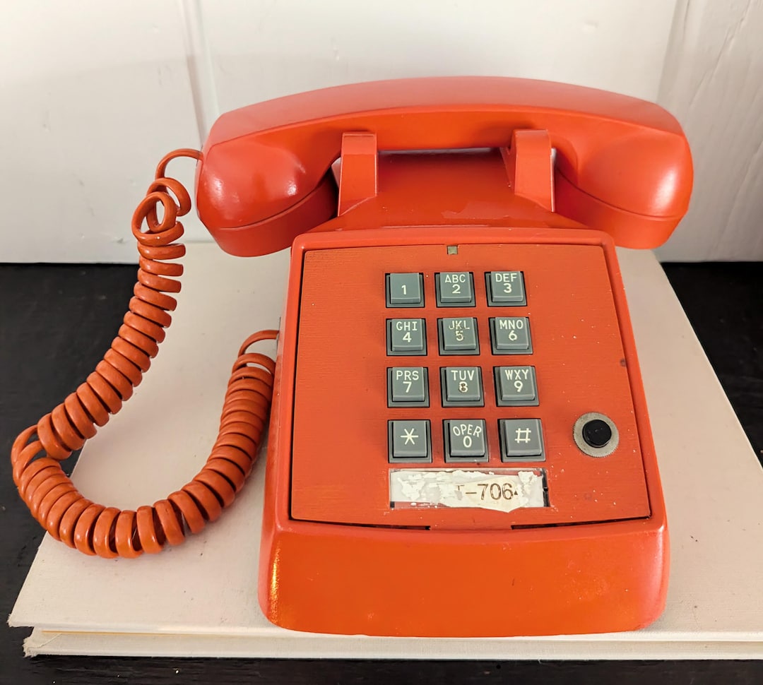1970s Vintage Orange Push Button Landline Telephone, WORKS, Corded ...