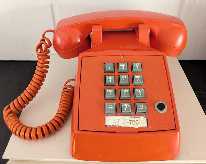 1970s Vintage Orange Push Button Landline Telephone, WORKS, Corded ...