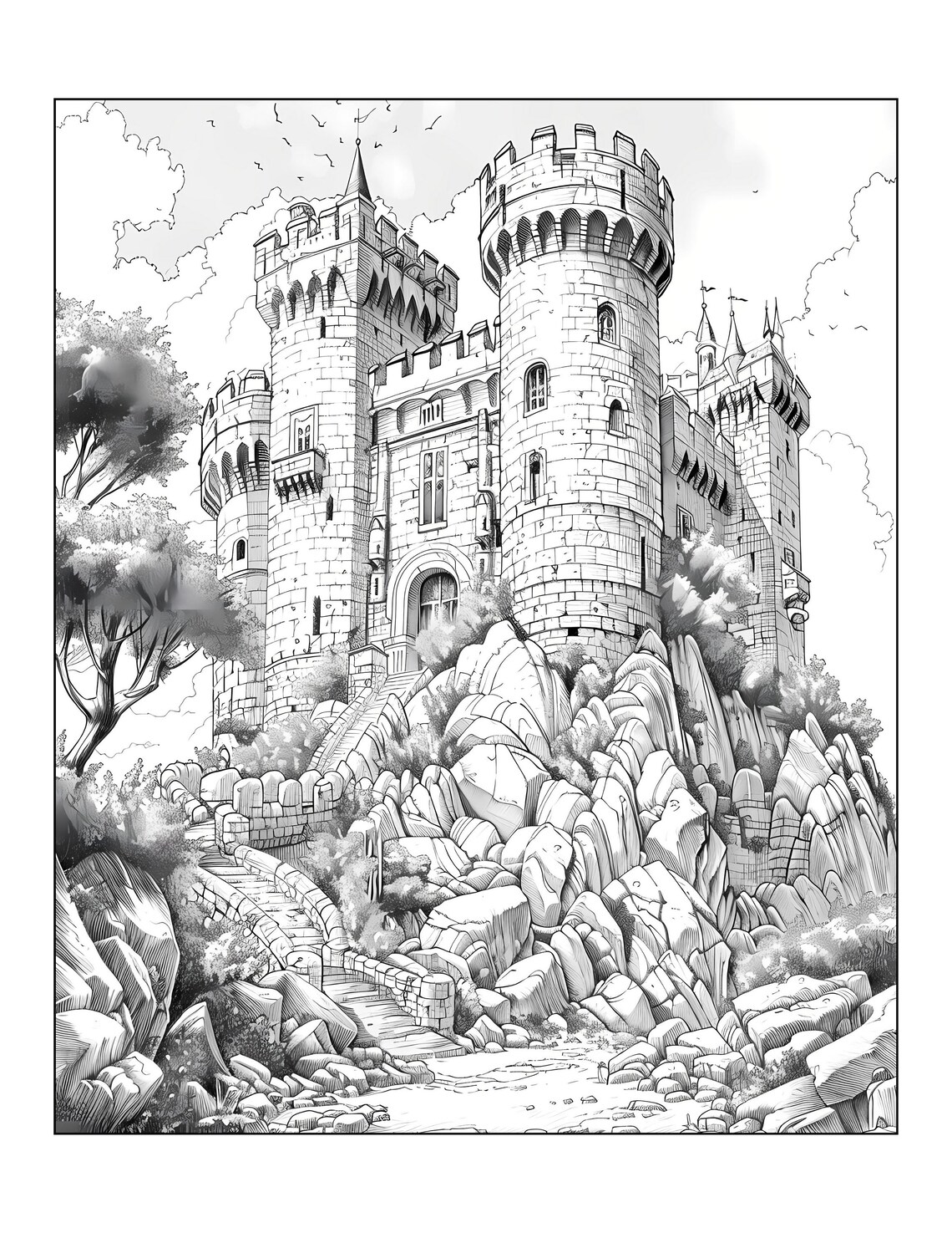 Whimsical Fairy Tale Castle Coloring Pages: 36 Magical Designs - Etsy