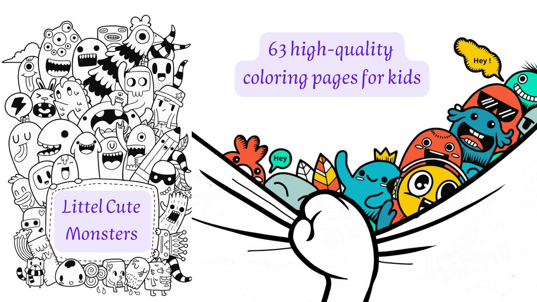 Cute Little Monster-coloring Pages for Family - Etsy