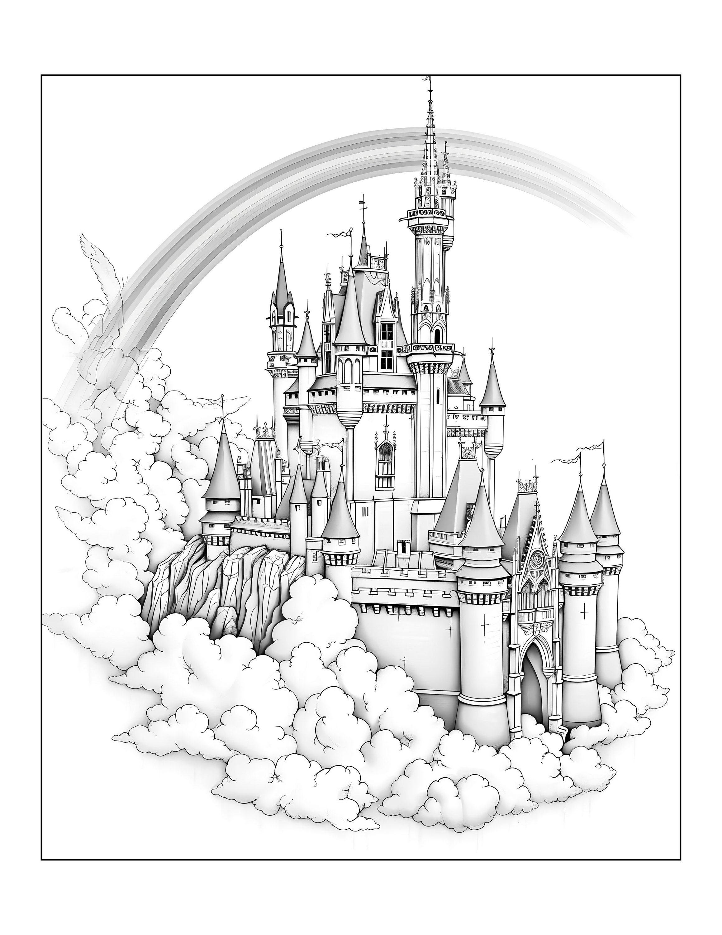 Whimsical Fairy Tale Castle Coloring Pages: 36 Magical Designs - Etsy