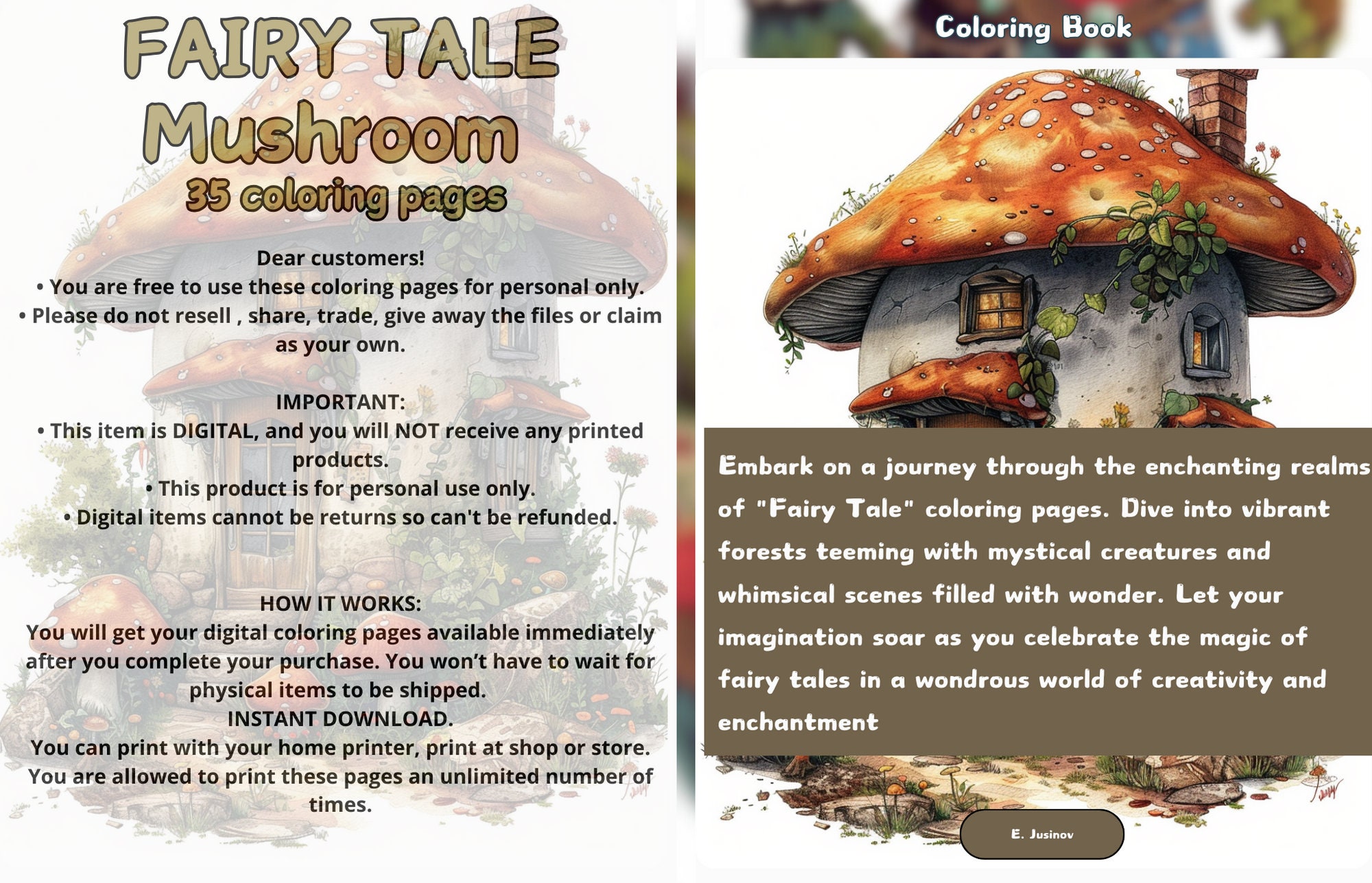 Fairy Tale Fungi: Enchanting Coloring Pages for the Whole Family - Etsy