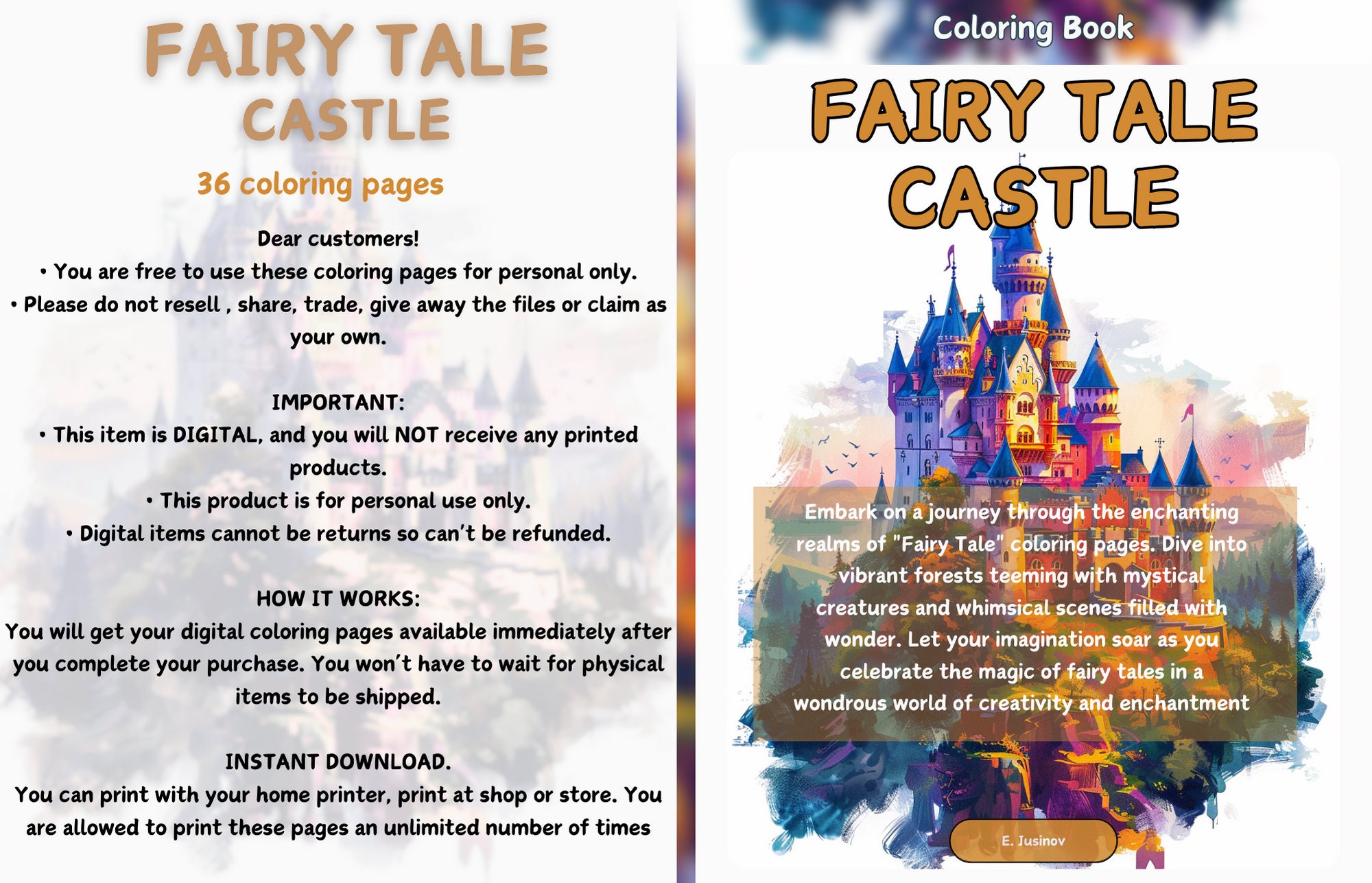 Whimsical Fairy Tale Castle Coloring Pages: 36 Magical Designs - Etsy