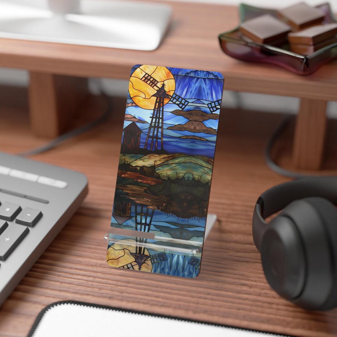Stained Glass Landscape Phone Stand, Cell Phone Stand ,desktop Phone ...