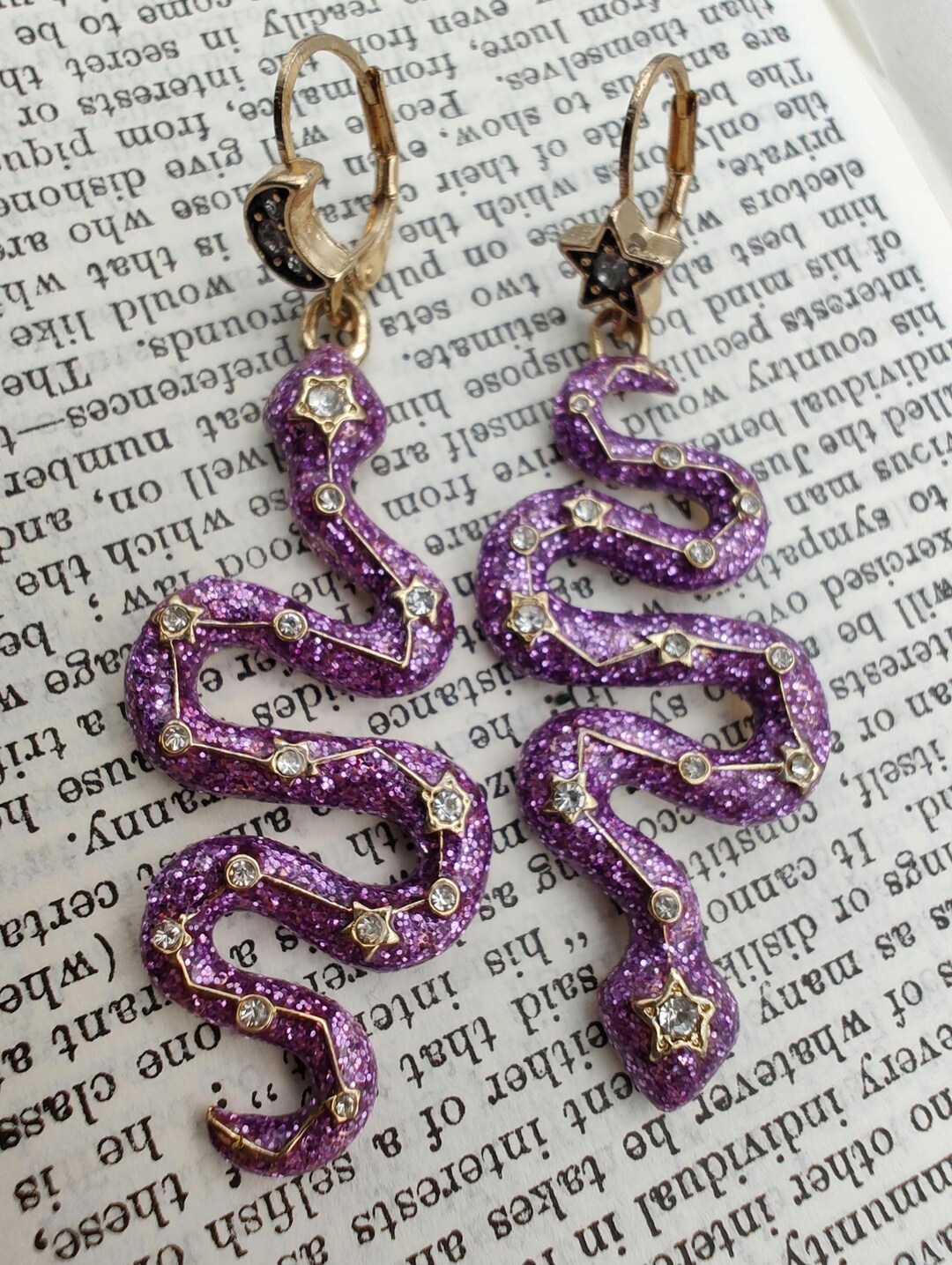 Vintage Betsey Johnson Purple Glitter Snake Heavenly Creatures Lever ...