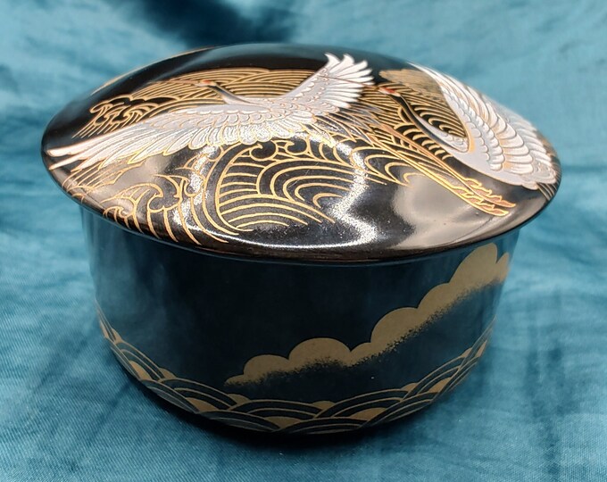 Vintage Lidded Pot With Japanese Crane Design Signed Shibata Japan - Etsy