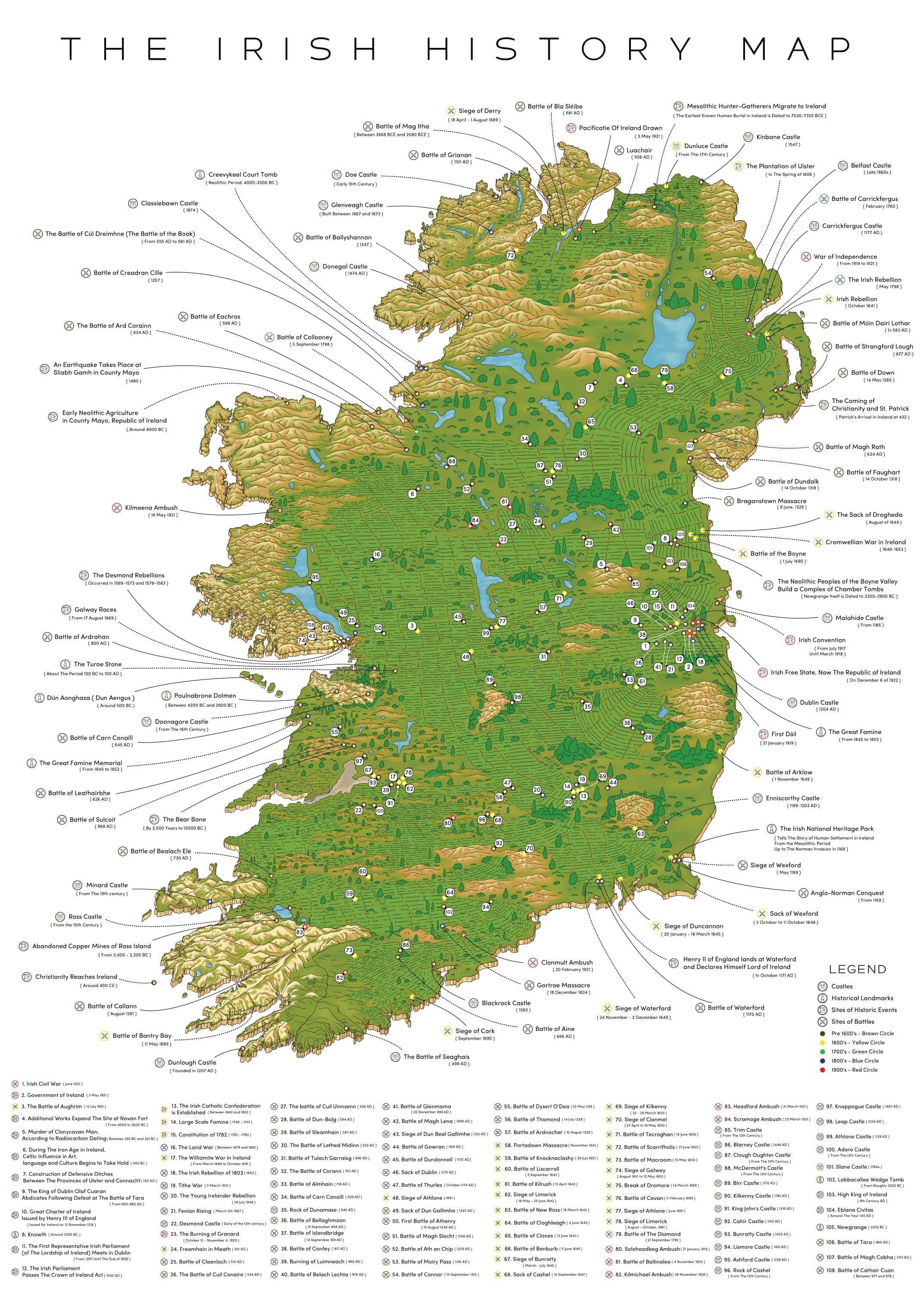 The Irish History Map - Etsy