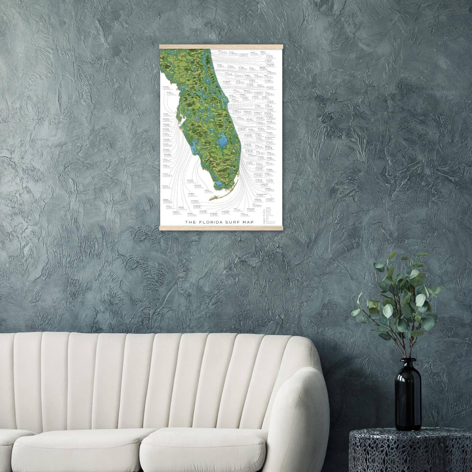 The Florida Surf Map - Etsy