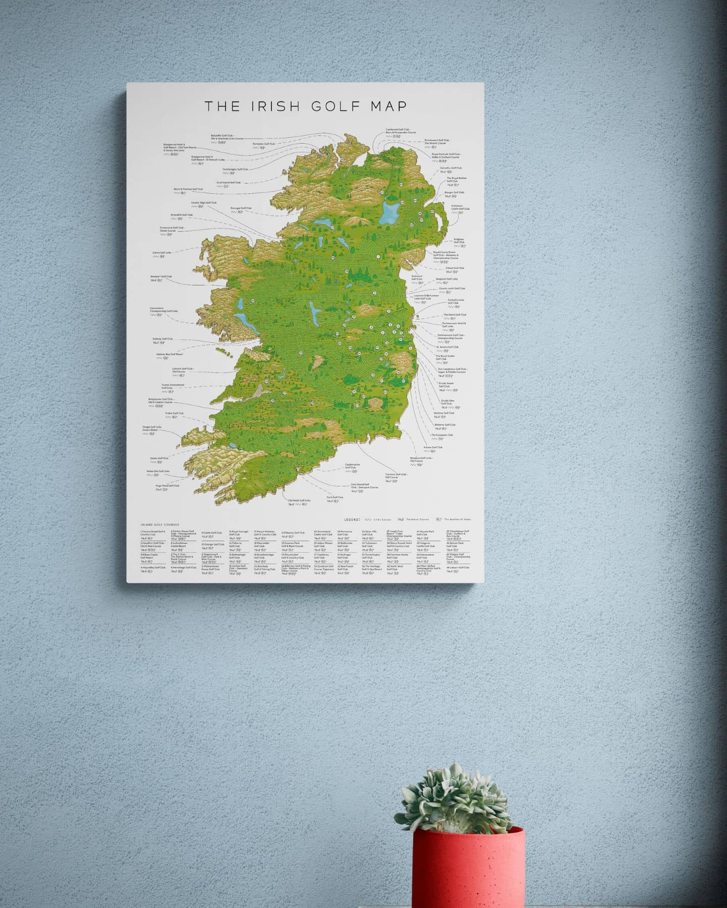 The Irish Golf Map Canvas Print - Golf Course Map - Golf Wall Art ...