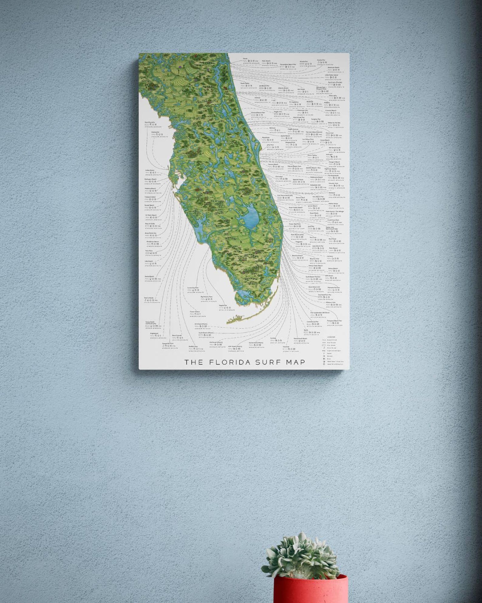 The Florida Surf Map - Etsy