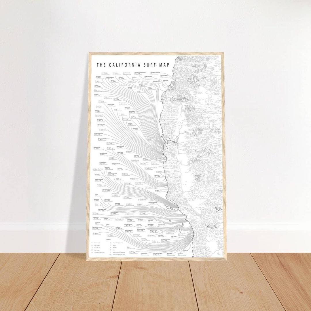 The Minimalist California Surf Map - California Surfing - Minimalist ...
