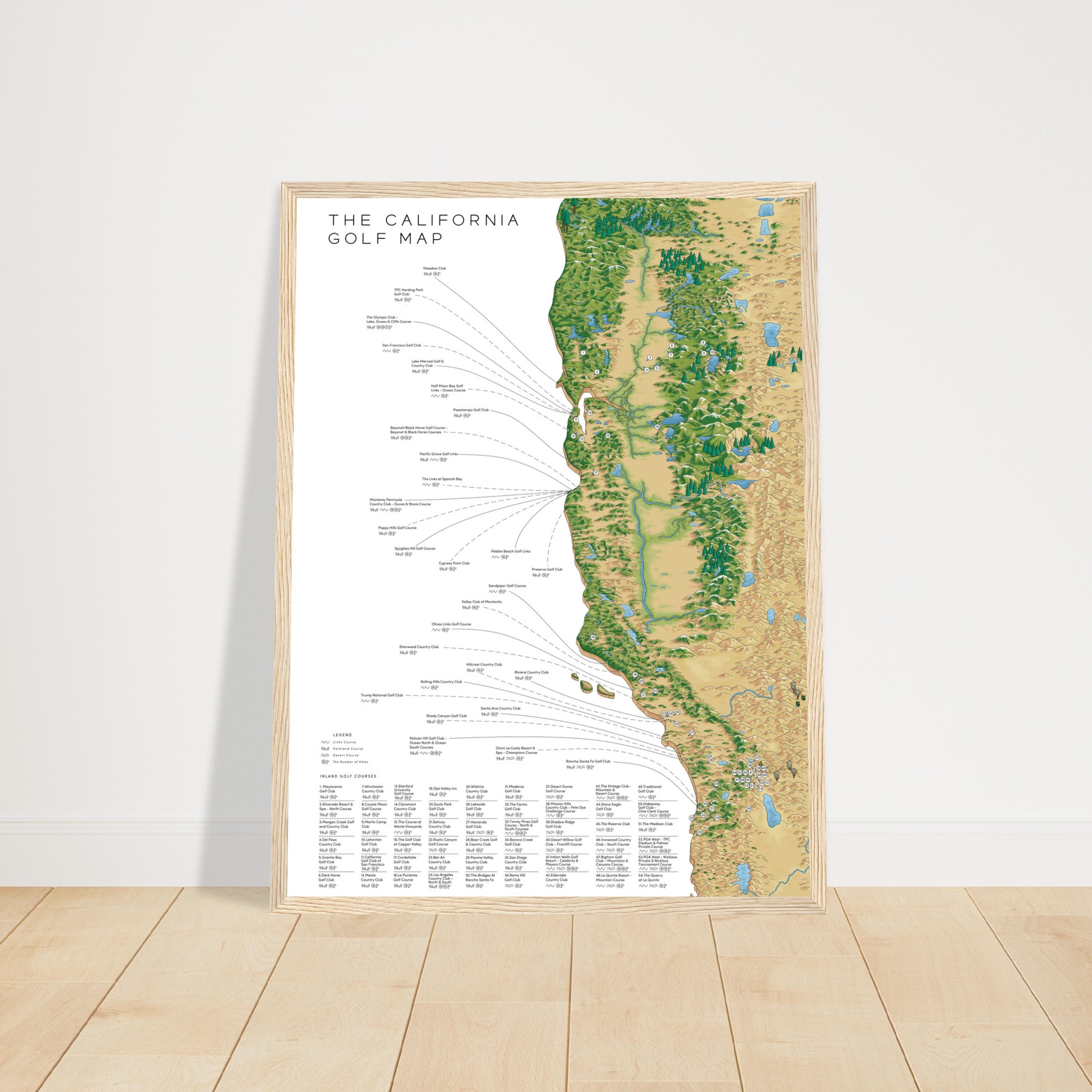 The California Golf Map - Etsy
