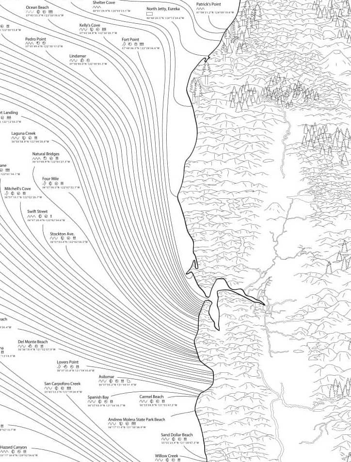The Minimalist California Surf Map California Surfing Minimalist Surf ...