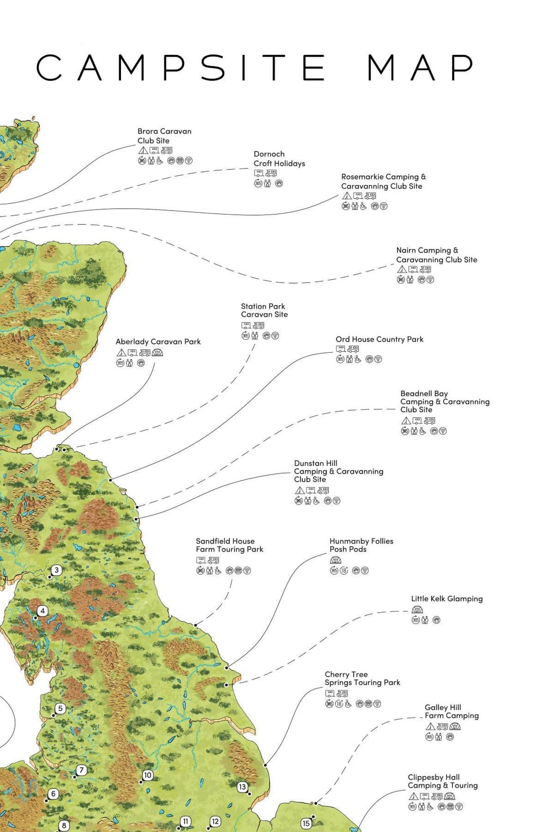 The British Campsite Map - Etsy