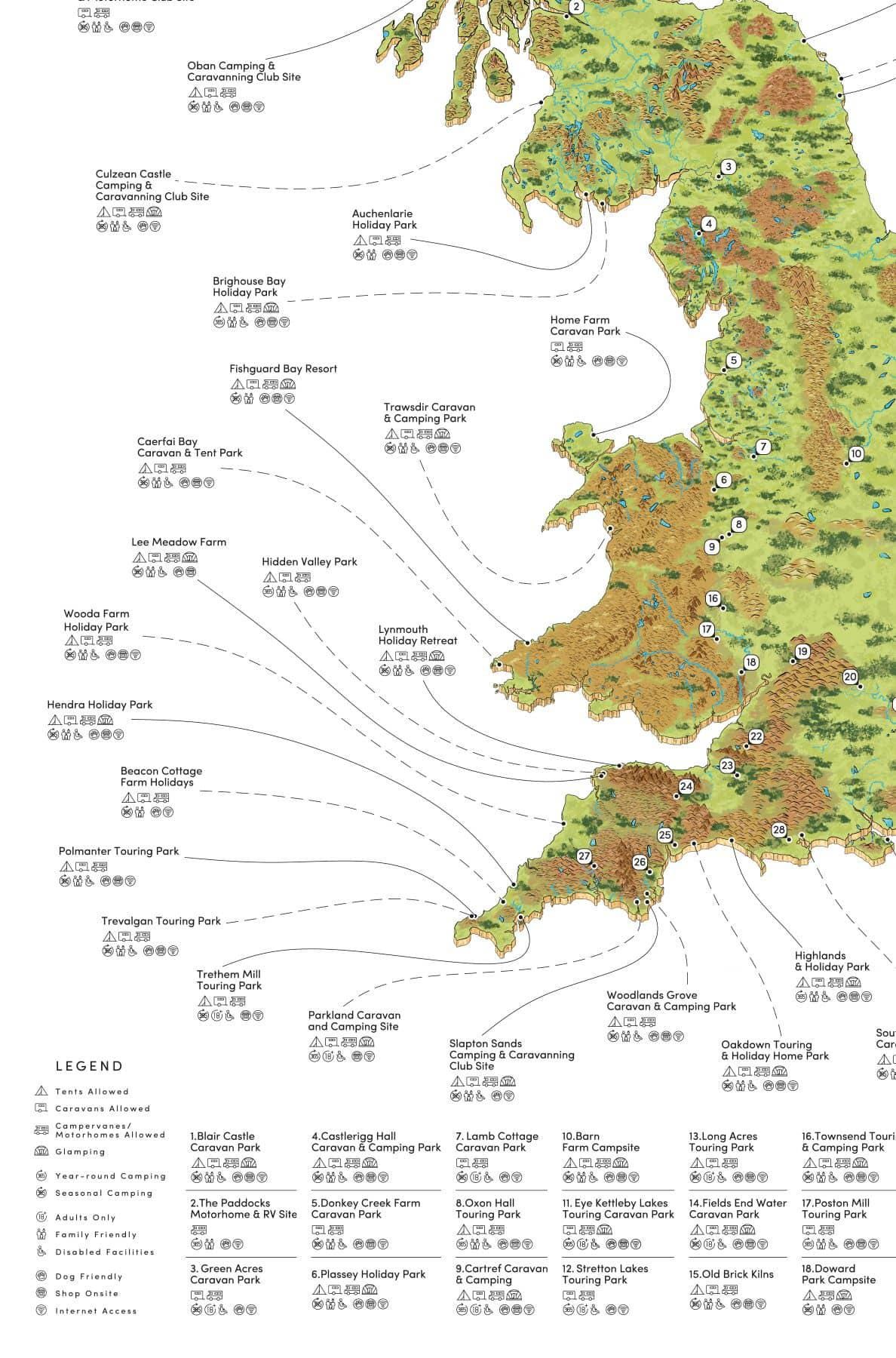 The British Campsite Map - Etsy