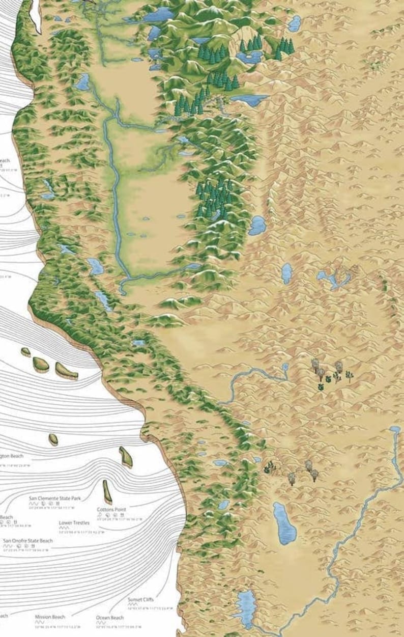 The California Surf Map - Etsy