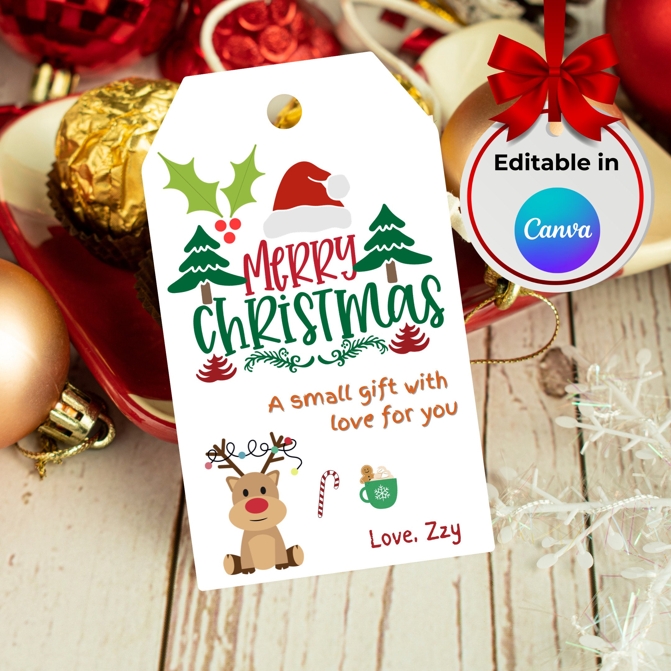 Editable Christmas Gift Tag Template - DIY Printable Xmas Favor Tags ...