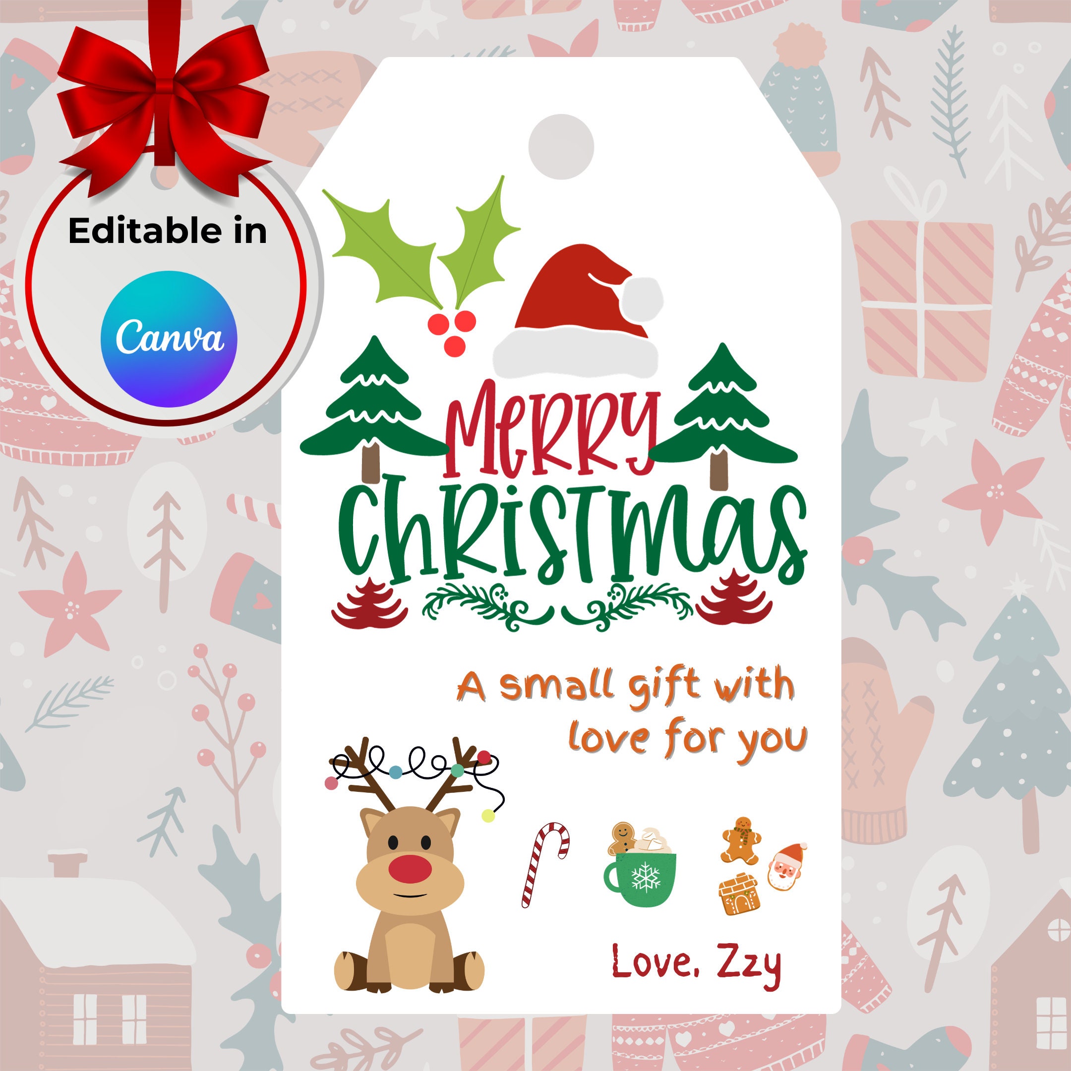 Editable Christmas Gift Tag Template - DIY Printable Xmas Favor Tags ...