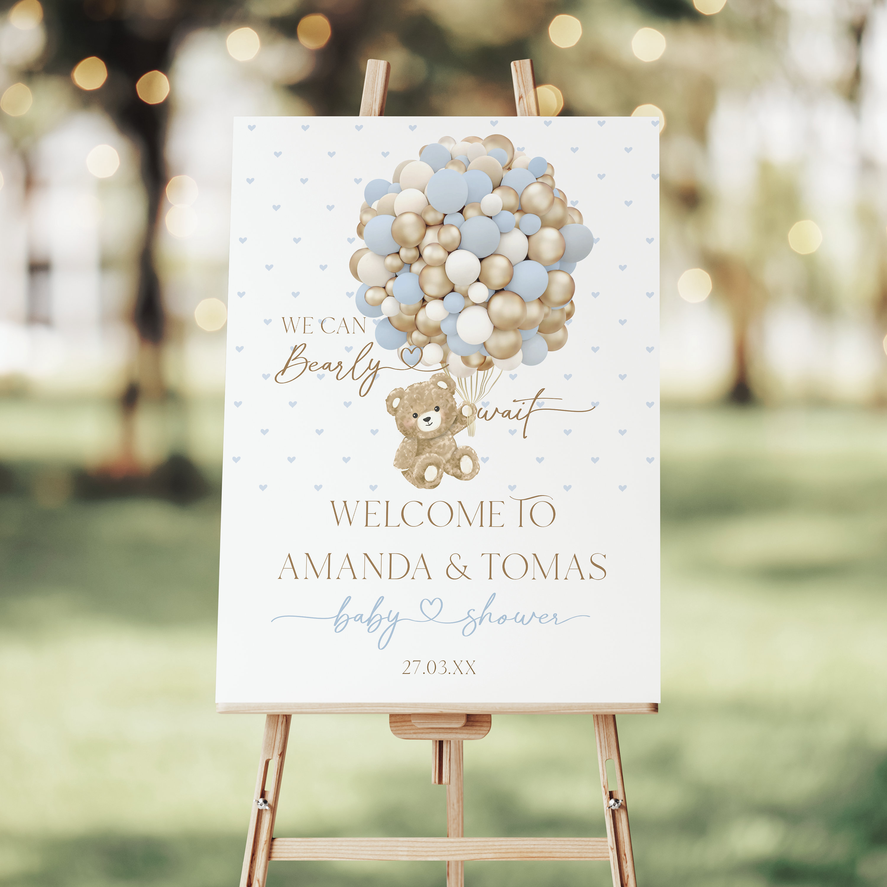 Editable Baby Shower Welcome Sign, Bear Theme Digital Sign, Bear With ...