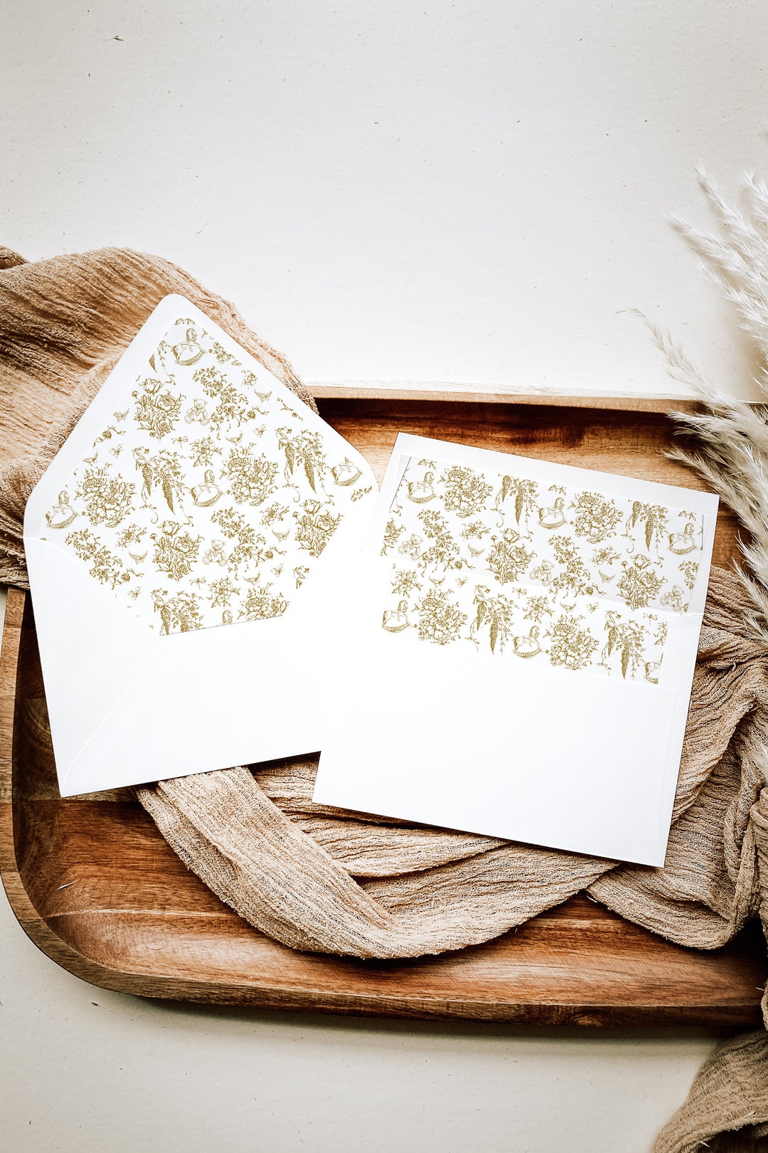 Vintage Floral Envelope Liner Template, Toile Baby Shower Envelope ...