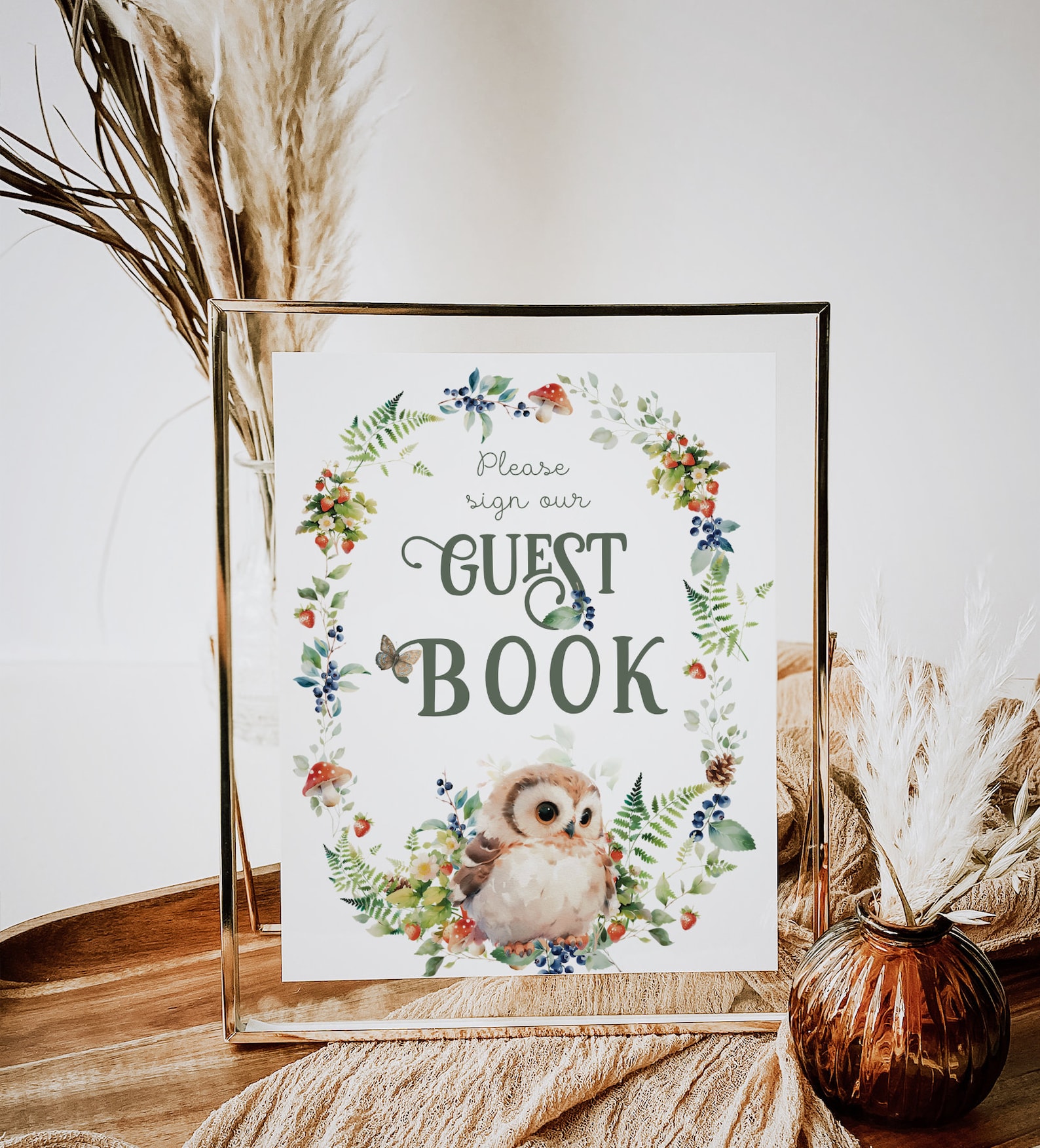 Woodland Animals Baby Shower Guest Book Sign (digital Download) - Etsy