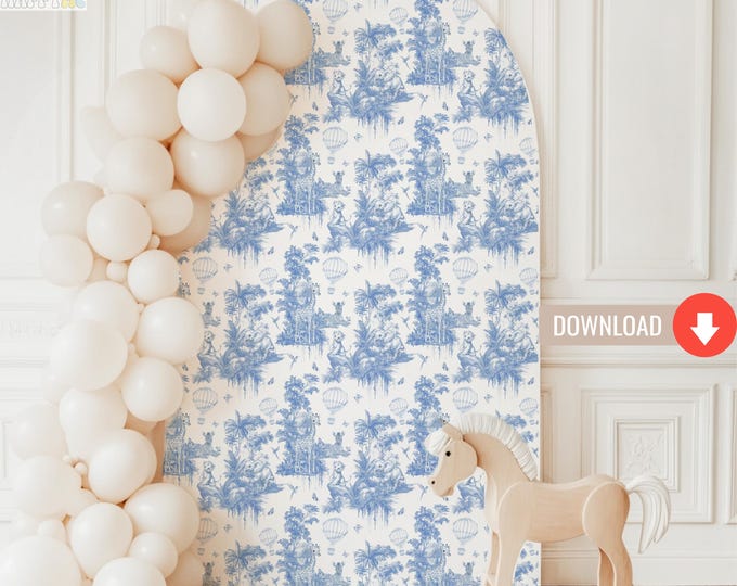 Personalized Hot Air Ballon Arch Backdrop Blue Boy Baby Shower Arch ...