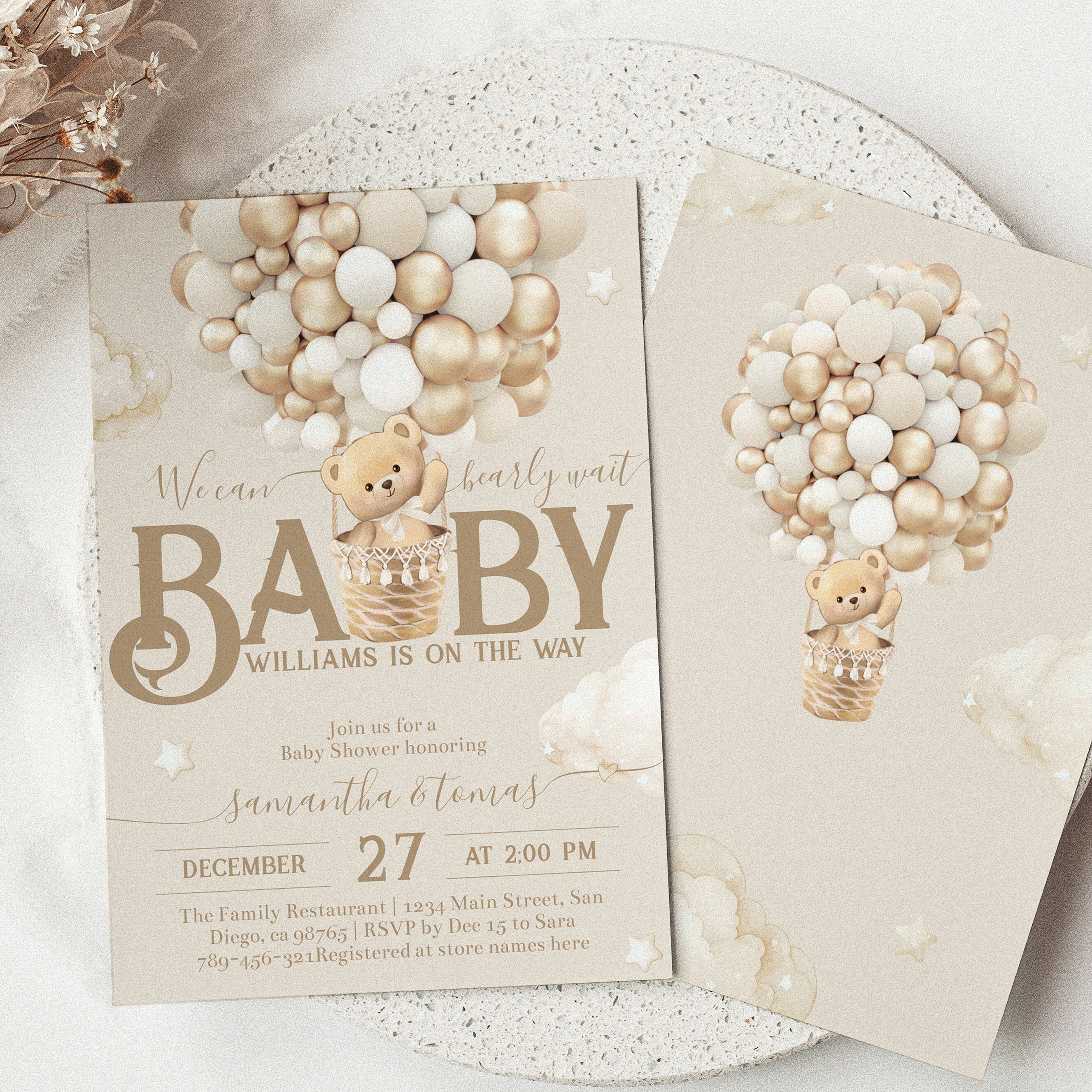 Editable Brown Bear Baby Shower Invitation, Gender Neutral (PDF, JPG ...