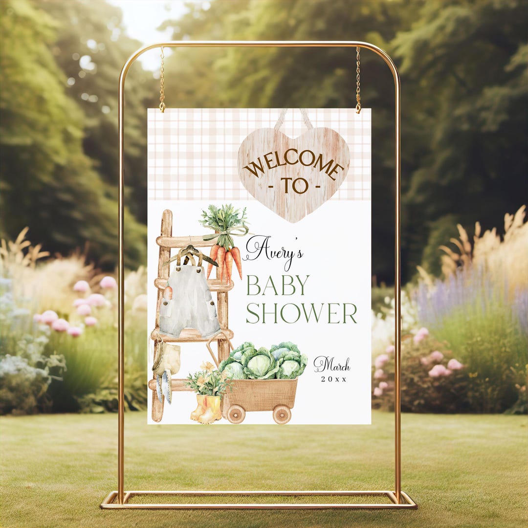 Locally Grown Baby Shower Welcome Sign, Farm Veggies Template (PDF) - Etsy